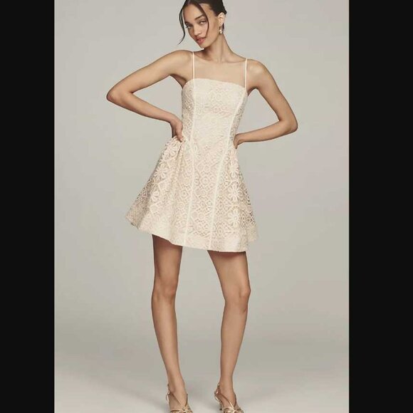 Anthropologie | Dresses | New By Anthropologie Lace Basquewaist Mini ...